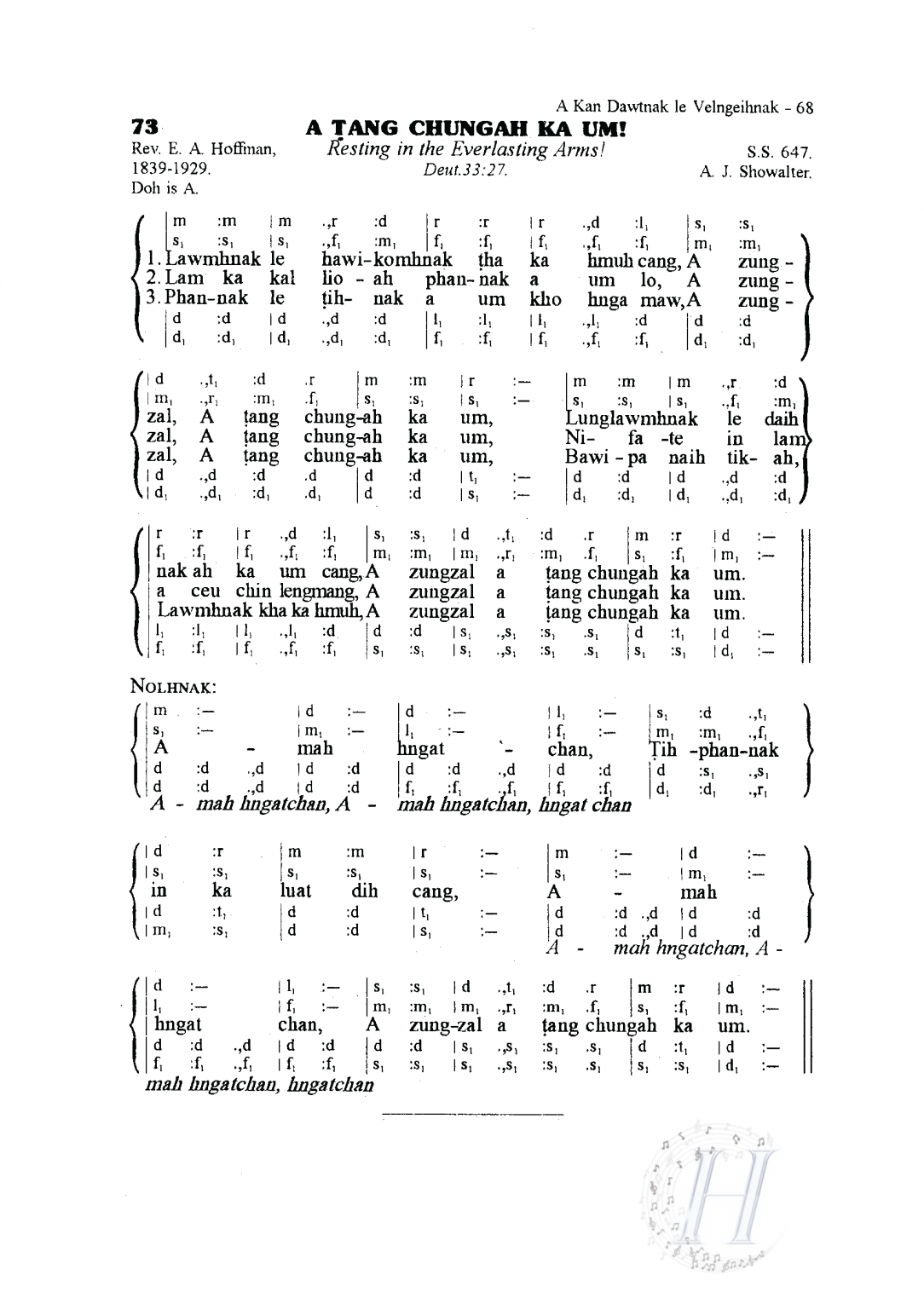 73. A Tang Chungah Ka Um! - Chin Christian Hymnal